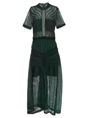 SELF-PORTRAIT Lace Midi Dress - Green