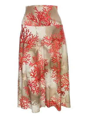 BASLER Printed Jersey Midi Skirt - Neutrals