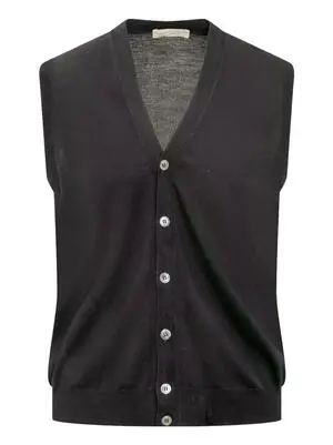 FILIPPO DE LAURENTIIS Buttoned V-neck Vest - Black