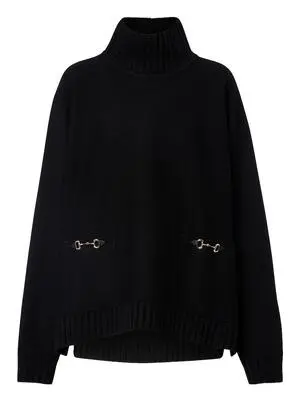 Gucci Horsebit Wool-blend Turtleneck Sweater - Black