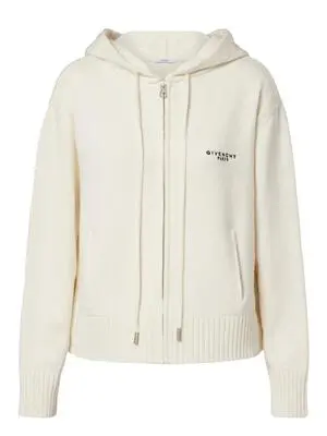 Givenchy Logo Hooded Wool And Cashmere Zip-up Cardigan - White