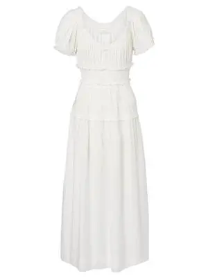 DÔEN Leanne Cotton Poplin Midi Dress - White