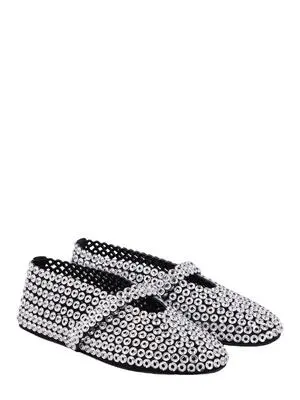 Alaïa Embellished Suede Mary Jane Flats - Black