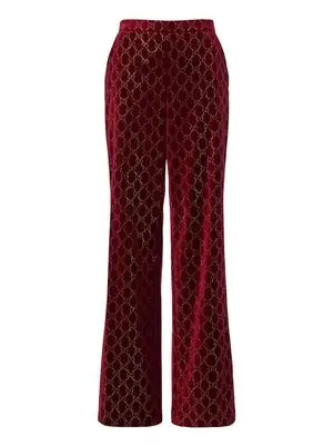 Gucci Gg Cotton Velvet Wide-leg Pants - Red