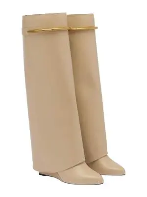 Givenchy Shark 95 Leather Knee-high Boots - Beige