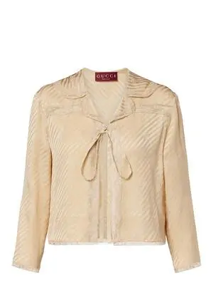 Gucci Interlocking G Silk Jacquard Top - Beige