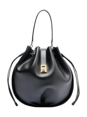 FERRAGAMO Hug Leather Bucket Bag - Black