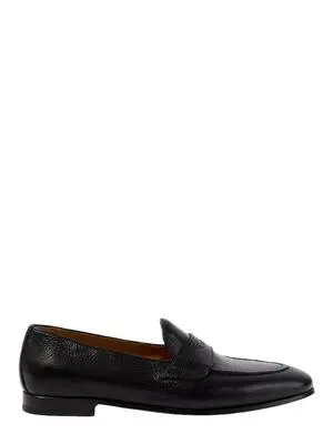 Kiton Leather Penny Loafers - Black