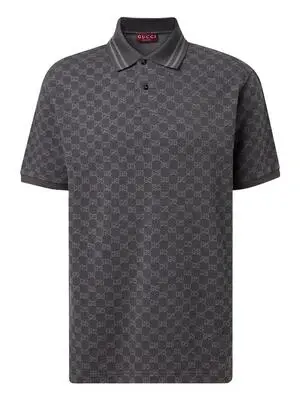 Gucci Gg Cotton Piqué Jacquard Polo Shirt - Grey