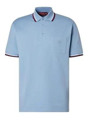 Gucci Cotton-blend Piqué Polo Shirt - Blue