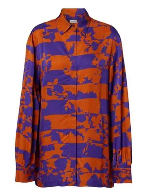 Dries Van Noten Printed Satin Shirt - Orange
