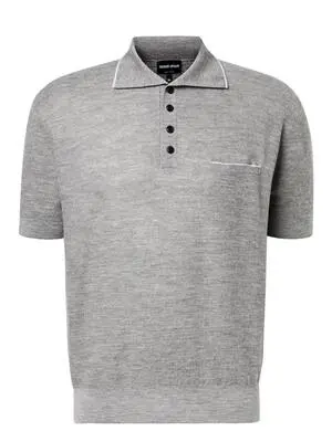 Giorgio Armani Cashmere And Silk Polo Shirt - Grey
