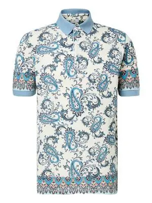 Etro Paisley Cotton Piqué Polo Shirt - Blue