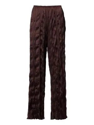 Staud Nami Plissé Wide-leg Pants - Brown
