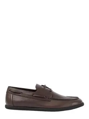 THE ROW Novus Leather Boat Shoes - Brown