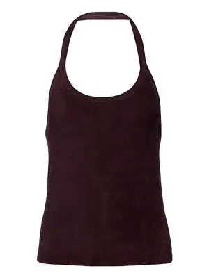 Stouls Halterneck Suede Top - Burgundy