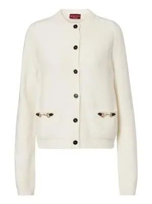 Gucci Horsebit Wool And Cashmere Cardigan - White