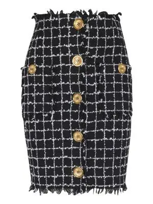 Balmain Tweed Pencil Skirt - Black
