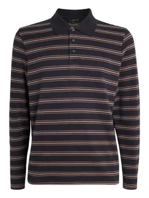 Vince Cotton-blend Stripe Polo Shirt - Black
