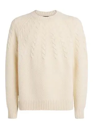 Vince Merino Wool Cable-knit Yoke Sweater - Beige