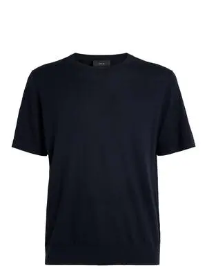 Vince Merino Wool-cashmere T-shirt - Navy