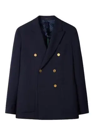 PAUL SMITH Tailored-fit Navy Wool Double-breasted Jacket