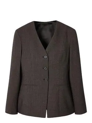 Paul Smith Houndstooth Collarless Tailored Blazer - Grey