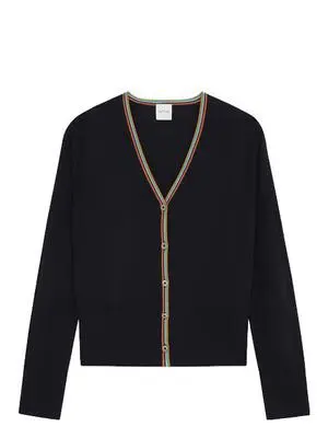 PAUL SMITH Merino Wool Cardigan With Striped Trim