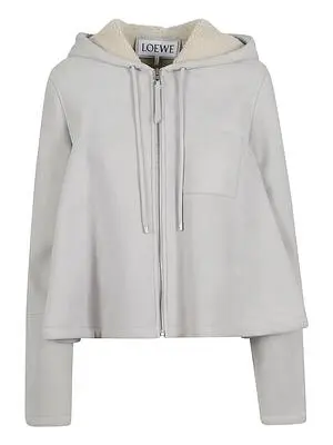 Loewe Leather Hooded Jacket - Grey