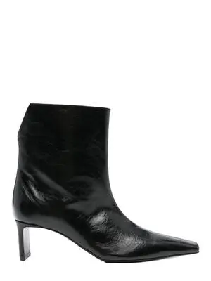 Khaite Ona Leather Ankle Boots - Black
