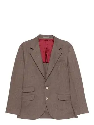 Brunello Cucinelli Linen Single-breasted Jacket - Brown
