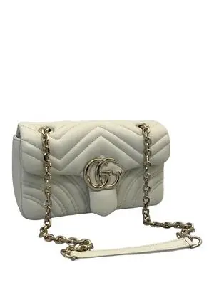 Gucci Gg Marmont Leather Shoulder Bag - White