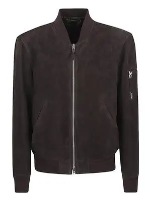 TOM FORD Suede Leather Bomber Jacket - Brown