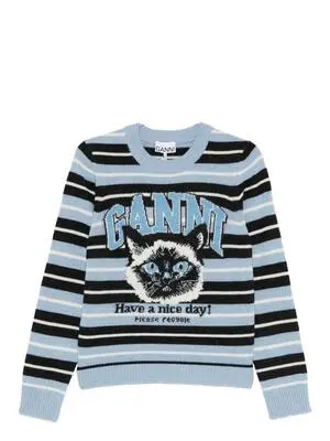 GANNI Wool Crewneck Sweater - Sky Blue