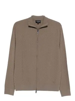 Emporio Armani Chevron Cardigan - Grey