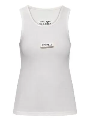MAISON MARGIELA Logo Cotton Tank Top - White
