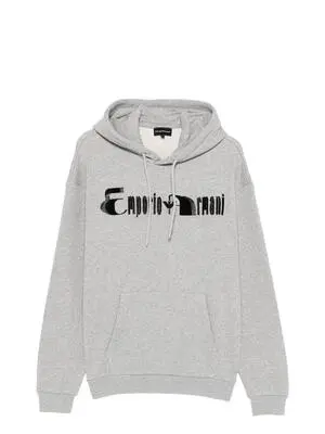 Emporio Armani Logo Cotton Hoodie - Grey