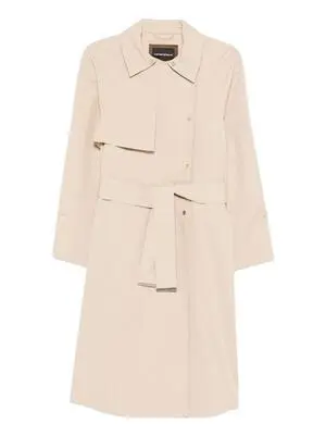 Emporio Armani Cotton Blend Trench Coat - Beige
