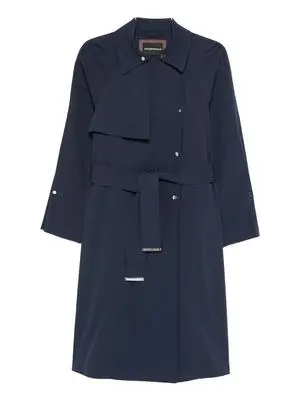 Emporio Armani Cotton Blend Trench Coat - Blue