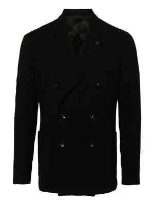 LARDINI Wool-blend Double-breasted Jacket - Black