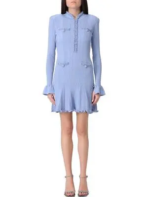 SELF-PORTRAIT Long Sleeve Dress - Gnawed Blue