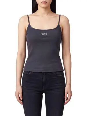 DIESEL® DIESEL Ribbed Cropped Spaghetti Strap Tank Top Black