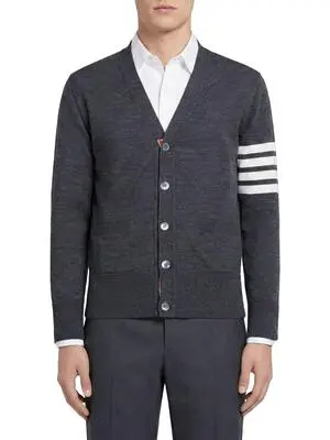 Thom Browne Thom Browne Four-Bar Cardigan Charcoal