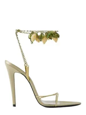 Saint Laurent Mon Chéri Embellished Sandals - Green
