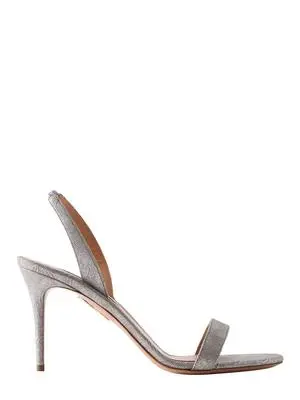 AQUAZZURA So Nude 85 Metallic Slingback Sandals - Silver