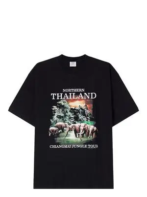 Vetements Thailand Tourist Oversized Cotton-jersey T-shirt - Black