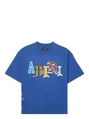 Amiri AMIRI - Varsity Patch Logo-Print Cotton-Jersey T-Shirt - Men - Blue - XS Blue