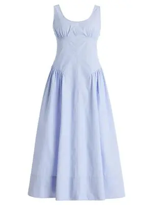 Proenza Schouler White Label Kendall Tech-Cotton Midi Dress Blue