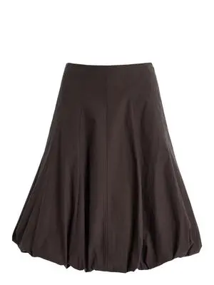 Proenza Schouler White Label Kyra Rumpled Cotton Midi Skirt Brown