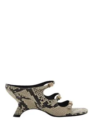 SIMKHAI River Snake-Print Leather Mules
